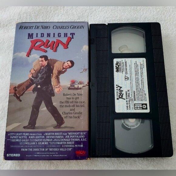 Unique Vintage | Media | Midnight Run Vhs Tape 989 Robert De Niro ...